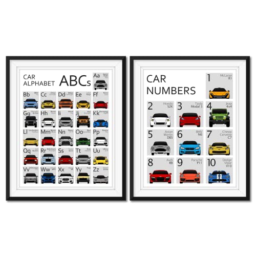 Amazon.com: ABC and 123 Car Poster SET - Handmade Print of A to Z and 1 ...