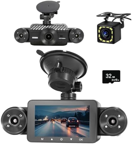 Amazon.com: 360 Degree View 4 Channel Dash Cam Front and Rear Inside ...