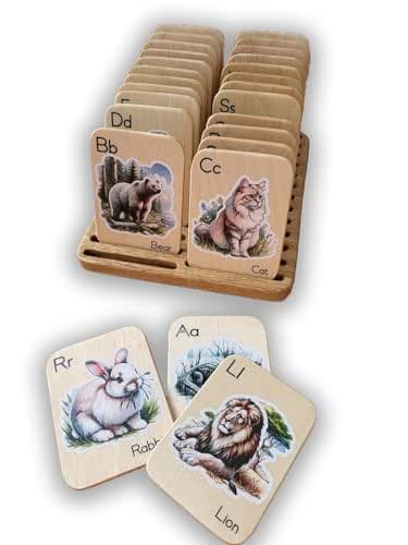 Amazon.com: Montessori wooden alphabet flash cards with animals ...