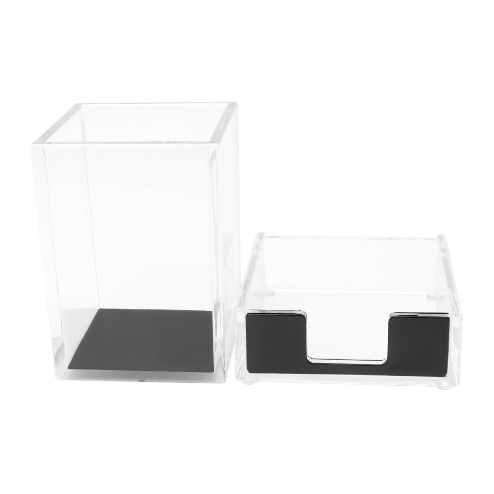 Amazon.com: MEI YI TIAN Clear Acrylic Black Pen Holder Sticky Notes ...