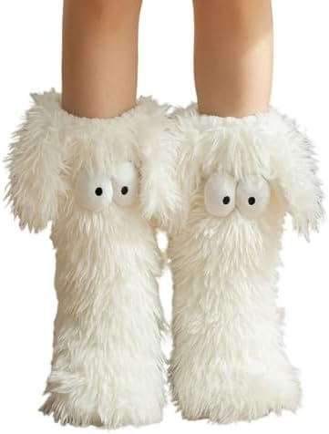 Muffle Friends Cozy Socks with Floppy Ears Cute Big Eye Funny Fuzzy ...
