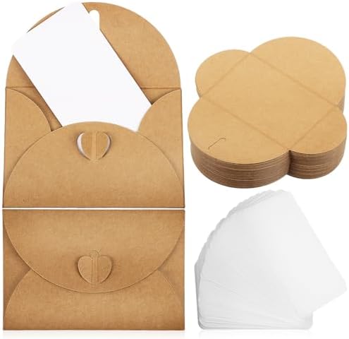 Amazon.com : Uonlytech Heart Closure Kraft Paper Envelopes Set with 50 ...