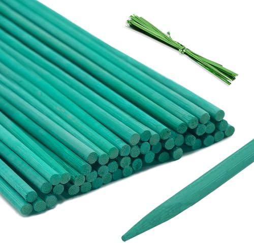 KINGLAKE 60cm Green Plant Sticks, 30Pcs Bambbo Plant Support Sticks ...