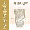 Amazon.com: R-kay 14 oz Gold Glitter Plastic Cups - 50 Pack - Hard ...