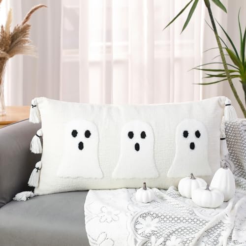 Amazon.com: Vercraft Halloween Ghost Throw Pillow with Tassels 14x26 ...