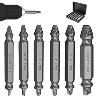 Raheem 6PCS Damaged Screw Extractor Set, Upgraded Model HSS 6542 ...