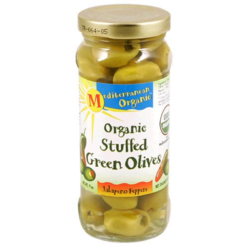 Amazon.com : Mediterranean Organic Stuffed Green Olives w/Jalapeno, 9 ...