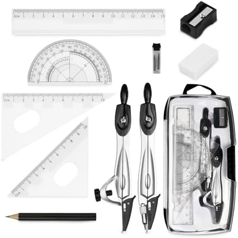 GALAMAX 10pcs Maths Set, Protractor And Compass Set, Geometry Sets for ...