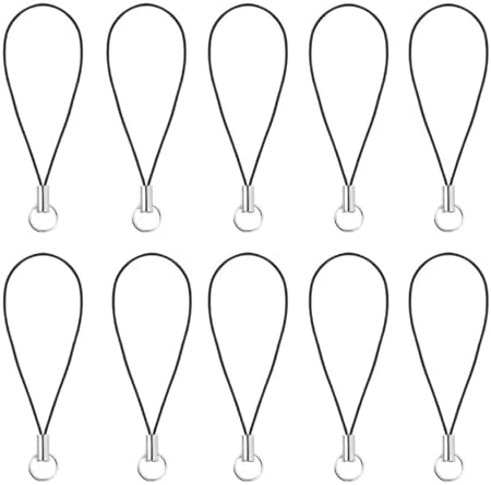 Amazon.com: 10 Pieces Silver Tone Black Lanyard Cell Phone Charm Split ...
