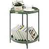 Amazon.com: TeoKJ 2 Tier Green Side Table, Folding Round Metal End ...