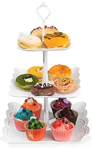Amazon.com: White 3-Tiered Serving Stands, Cake Dessert Table Display ...