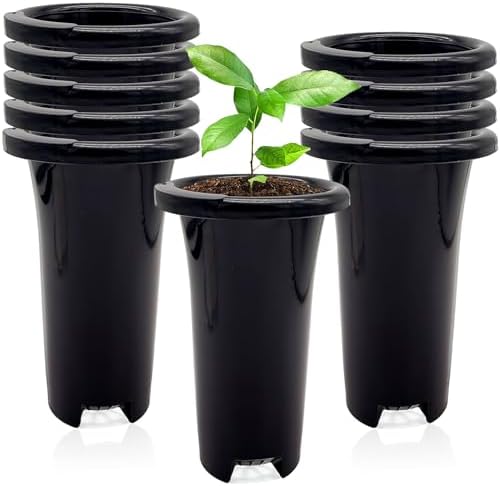 Amazon.com: 10Pcs Plastic Deep Plant Nursery Pots, Thick Stable Tall ...