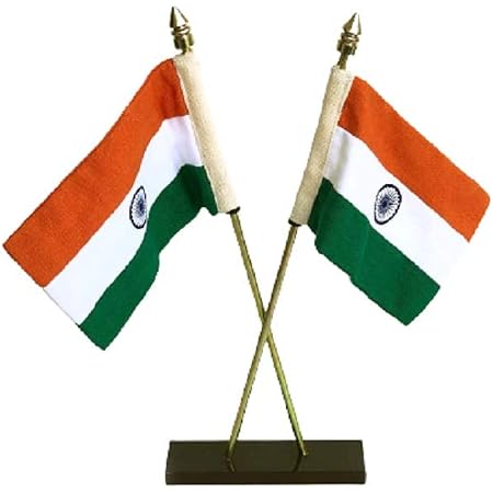Indic Inspirations India Flag Cross Table Flag Large - Khadi Cotton ...