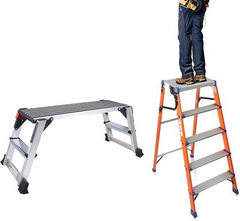 LEADALLWAY Aluminum Work Platform Large Size andInsulation Fiberglass 5 Step Ladder - Amazon.com