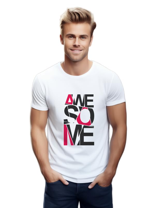 Buy Men SG White Graphic Print Cotton Blend Dot Net Fabric Round Neck ...