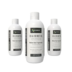 Sharrets C8 C10 MCT Oil (32 fl Oz x 3) Pure Medium Chain Triglycerides for Radiant Skin ...