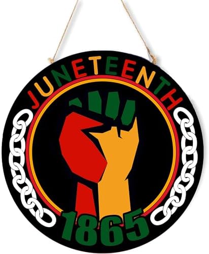 Amazon.com : Juneteenth Hanging Wooden Sign Happy Juneteenth Door ...