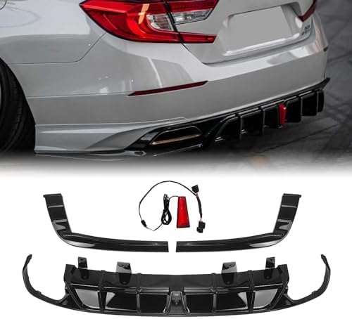 Amazon.com: Rear Black Bumper Diffuser Lip Spoiler+Light for Honda ...