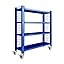 Amazon｜Jiza スチールラック 倉庫収納ラック 業務用メタルラック 棚 4段 耐荷重500kg 組立簡単 キャスター付き 高さ調節可能 物品棚 陳列棚 収納棚 (ブルー ...