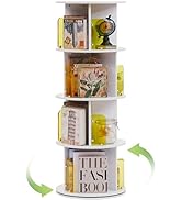 Amazon.com: VECELO Rotating Bookshelf with Brake Wheels, 360°Display 4 ...