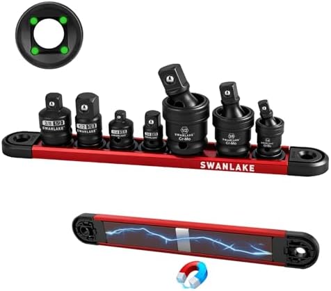 7-Piece Impact Swivel Socket Adapter Set, 1/4" 3/8" 1/2" Drive ...