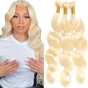 Amazon.com : Blonde Body Wave Bundles Human Hair #613 Bundles 18 20 22 ...