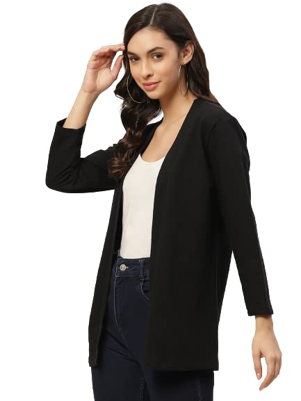 Buy Wisstler Women Black Color Solid Front Open Shrugs at Amazon.in