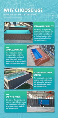 20ft/40ft Outdoor Swimming Pool Easy Setup Above Ground Container Pool ...
