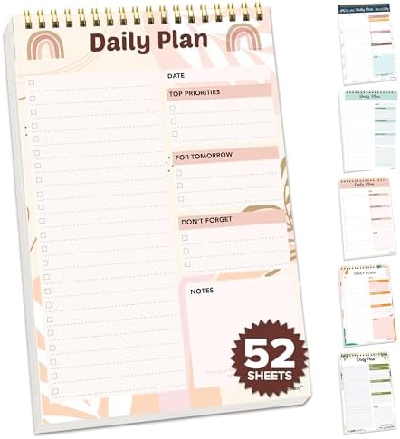 Amazon.com : Decorably 52 Sheets Boho Undated Daily to Do List Notepad ...