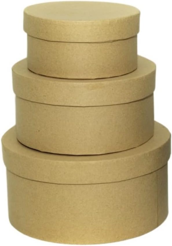 Amazon.com: Craft Projects Round Paper Mache Box Value Pack of Size 4,5 ...