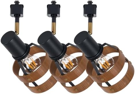 Modern H-Type Track Lighting, Black Adjustable Heads with Real Walnut ...