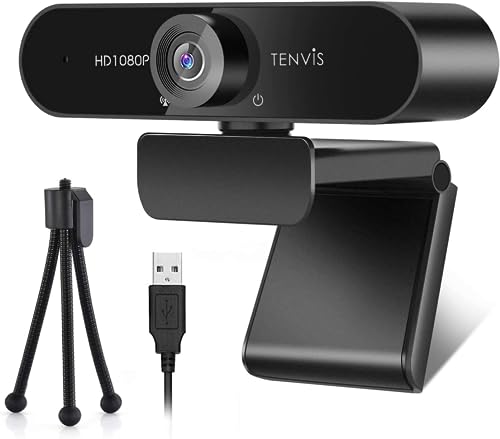 TENVIS 1080P USB Webcam with Tripod, 120 Wide Angle Webcam for PC ...
