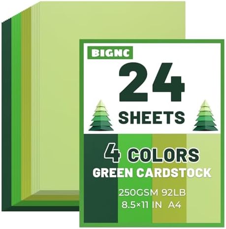 Amazon.com: BIGNC 24 Sheets Green Cardstock 8.5 x 11 inches Green ...
