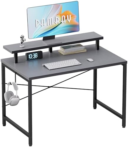 Amazon.com: Pamray 32 Inch Small Computer Desk with Monitor Stand ...