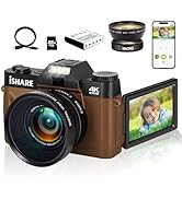 Amazon.com : ISHARE Digital Camera for Photography, 4K 56MP Vlogging ...