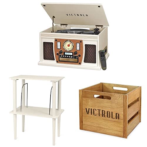 Amazon.com: Victrola 8-in-1 Bluetooth Record Player & Multimedia Center ...
