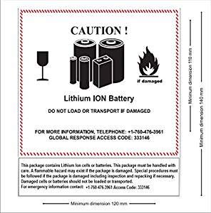Lithium ION Battery Label- Hazmat Sticker for Easy Ship - White/Black ...