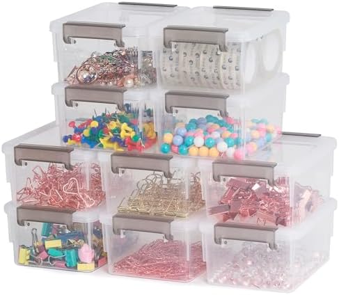 Citylife 10 Packs Small Storage Box Plastic Storage box Stackable ...