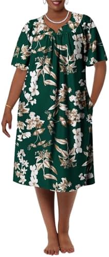 Mumu Dress for Women Short Sleeve Loose House Dress V Neck Casual Moo ...