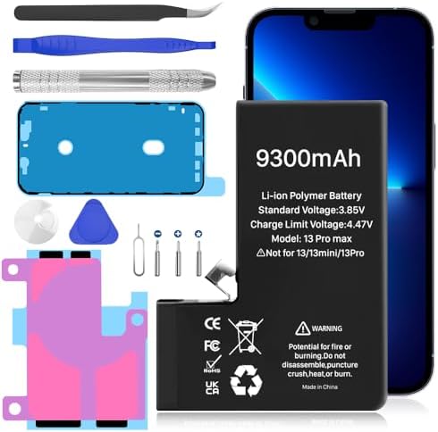BOANV 9300mAh Battery for iPhone 13 Pro max, (2024 New Upgrade) Super ...
