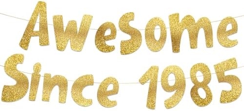 Amazon.com: Awesome Since 2005 Gold Glitter Banner - 20th Birthday and ...