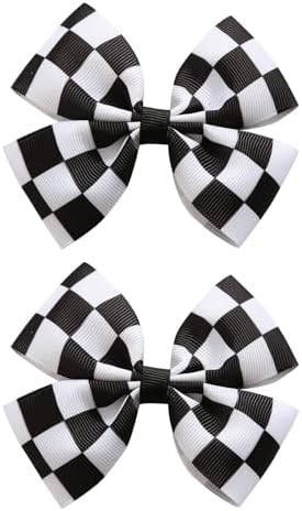 Amazon.com : Glitter Pink Checkered Buffalo Plaid Hair Bows 4'' for ...
