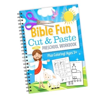 Bible Fun Cut and Paste Preschool Workbook: Coloring and Cutting Kids ...