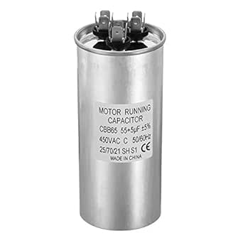 Amazon.com: PATIKIL 55+5uF ±5% 55/5MDF 450V AC Fan Start Capacitor, CBB65 Circular Dual Run ...