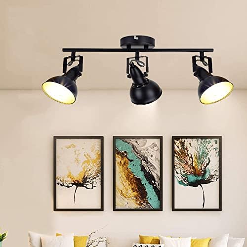 ANWIO Black Ceiling Light Fitting,3 Way Wood Spot Light Ceiling,Retro ...