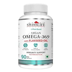 SWISSLIFE FOREVER Vegan Omega 3 6 9 (90 Capsules) for Men & Women | Flaxseed, Borage and Olive ...