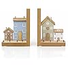 Wooden House Bookends | Pair Of Shabby Chic Townhouse Bookends | Set Of ...