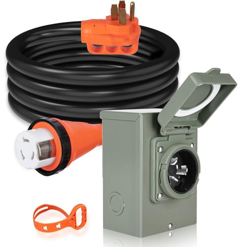 WELLUCK 50 Amp Emergency Power Combo Kit with SS2-50 Inlet Box and 15 ...
