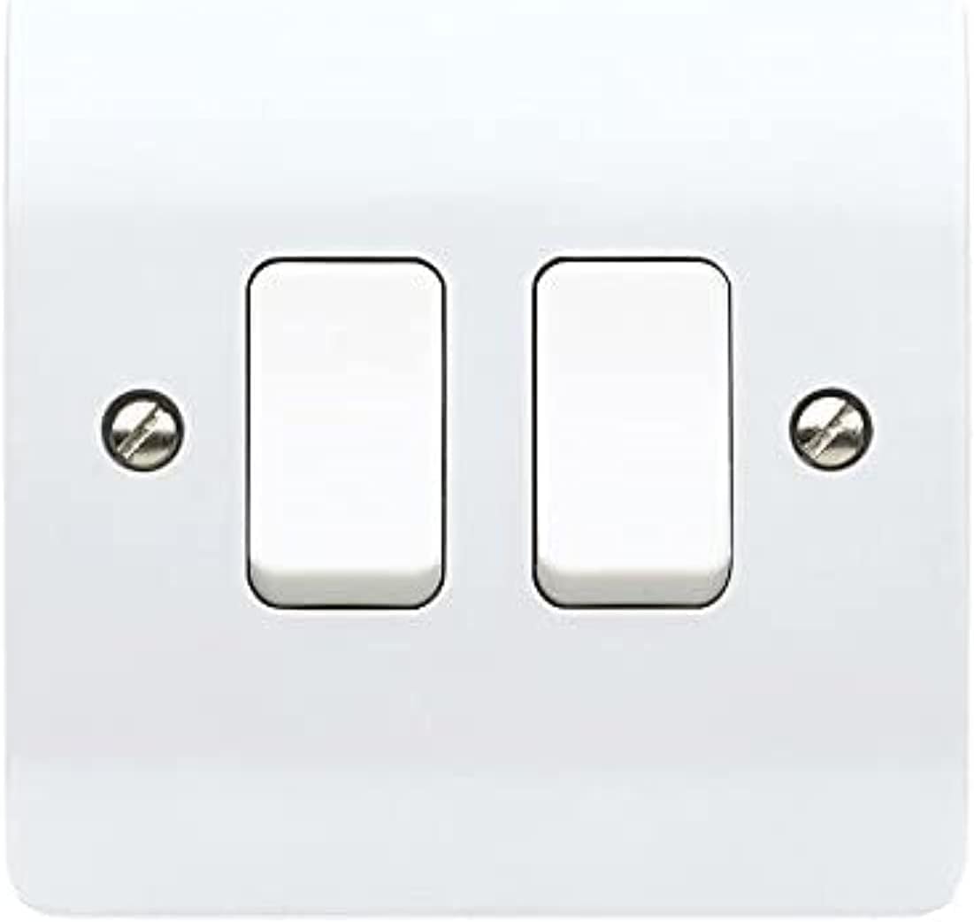 MK Logic Plus K4872 WHI 10AX Single Pole 2 way Plateswitch, 2 Gang ...
