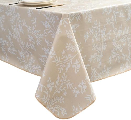Amazon.com: Pioggia Vinyl Tablecloth with Flannel Backing - Waterproof ...